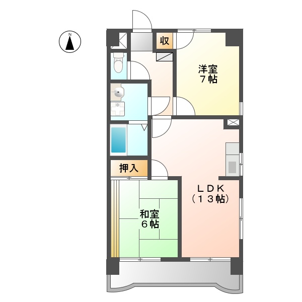 【賃貸】岡山市北区今1丁目の2LDKマンション ペット飼育可！「グランデュール今1号館201号室」 | 岡山駅前のテイクスマイル