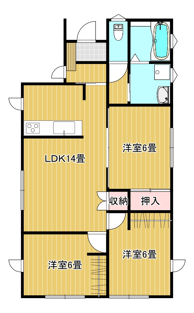 【賃貸】花巻市下幅 駐車場2台付のファミリータイプの3LDK 平屋の戸建て【下幅貸家】 | 【不動産本舗】花巻・北上・盛岡の不動産情報なら不動産本舗の北日本土地まで♪